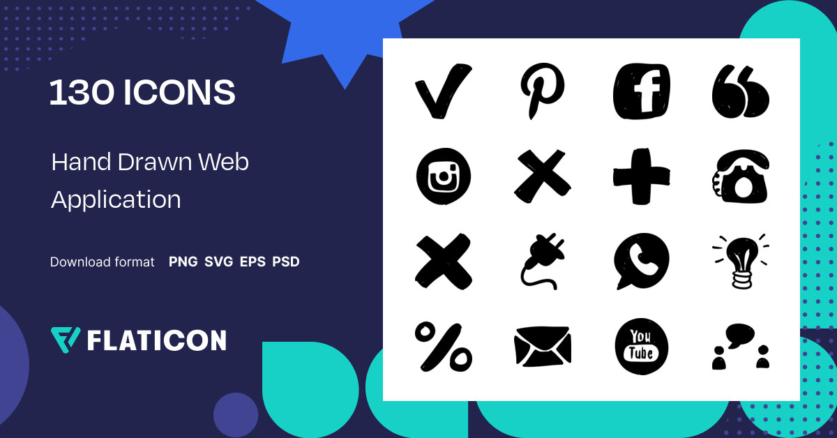 Hand Drawn Web Application Icon Pack | 130 .SVG Icons