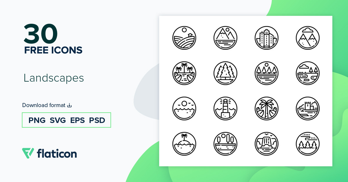 Landscapes Icon Pack | Lineal | 30 .SVG Icons