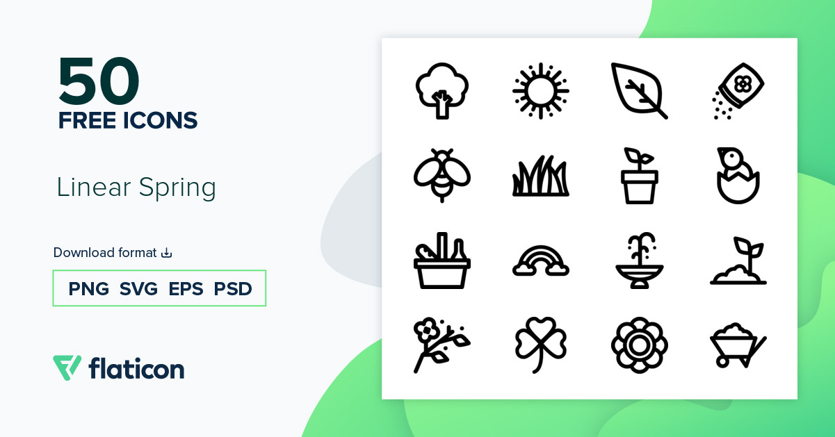 Linear Spring Icon Pack | Lineal | 50 .SVG Icons