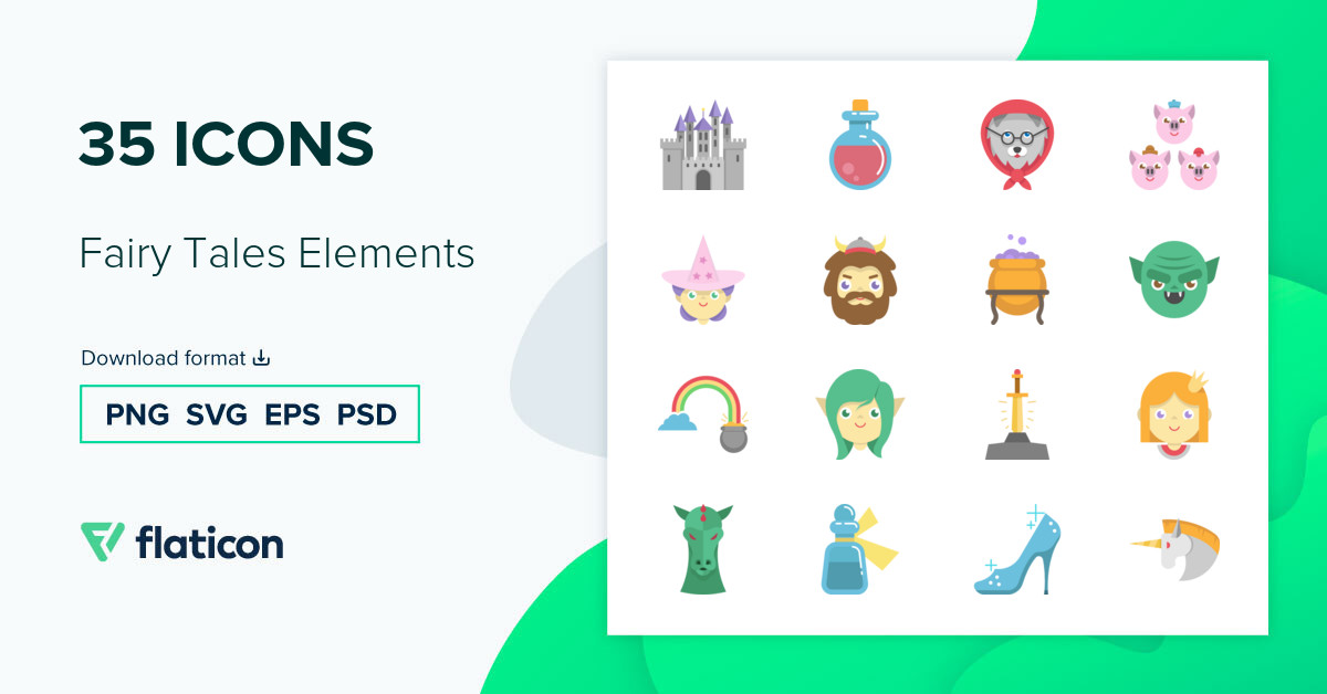Fairy Tales Elements Icon Pack | Flat | 35 .SVG Icons