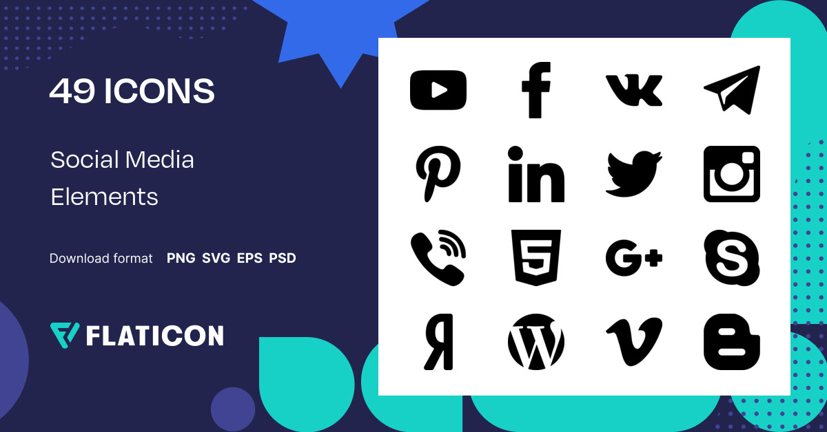 Social Media Elements Icon Pack | Filled | 49 .SVG Icons