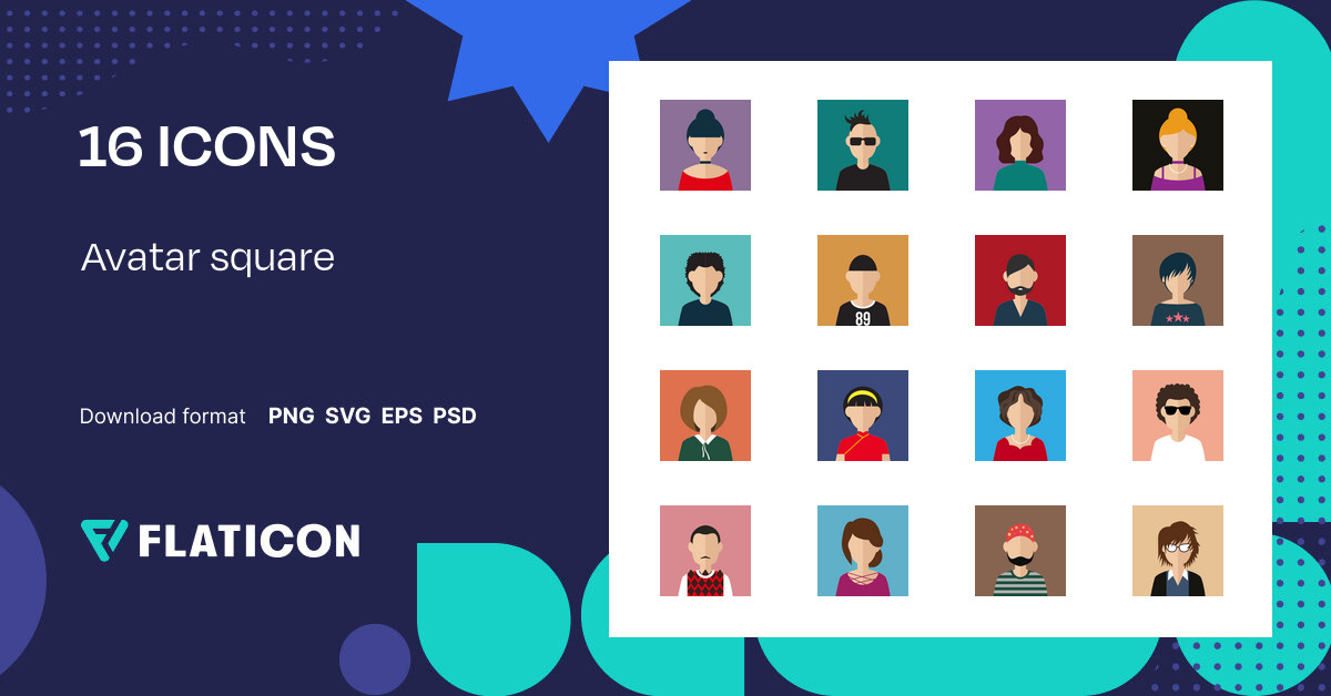 Avatar square Icon Pack | 16 .SVG Icons
