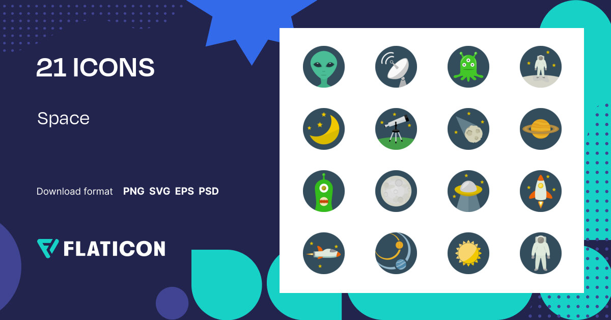 Space Icon Pack | Circle flat | 21 .SVG Icons