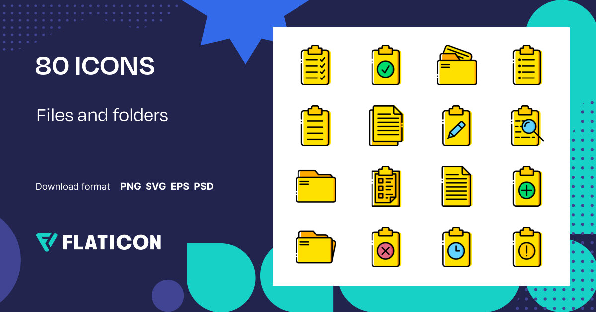 Files and folders Icon Pack | Yellow | 80 .SVG Icons