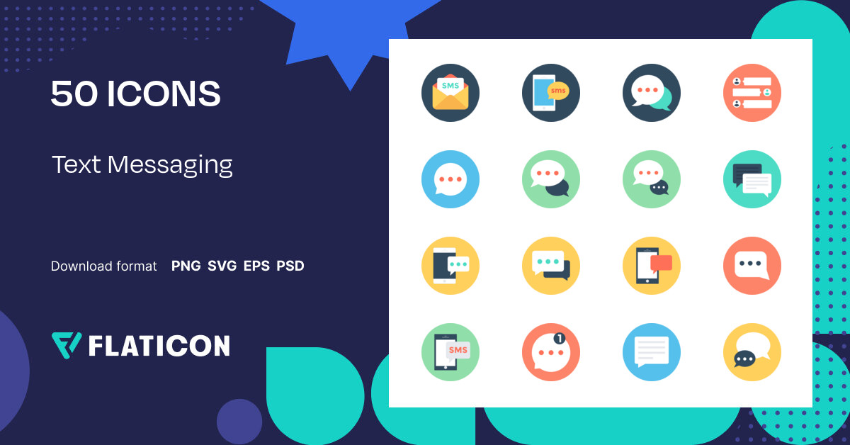 Text Messaging Icon Pack | Circular | 50 .SVG Icons