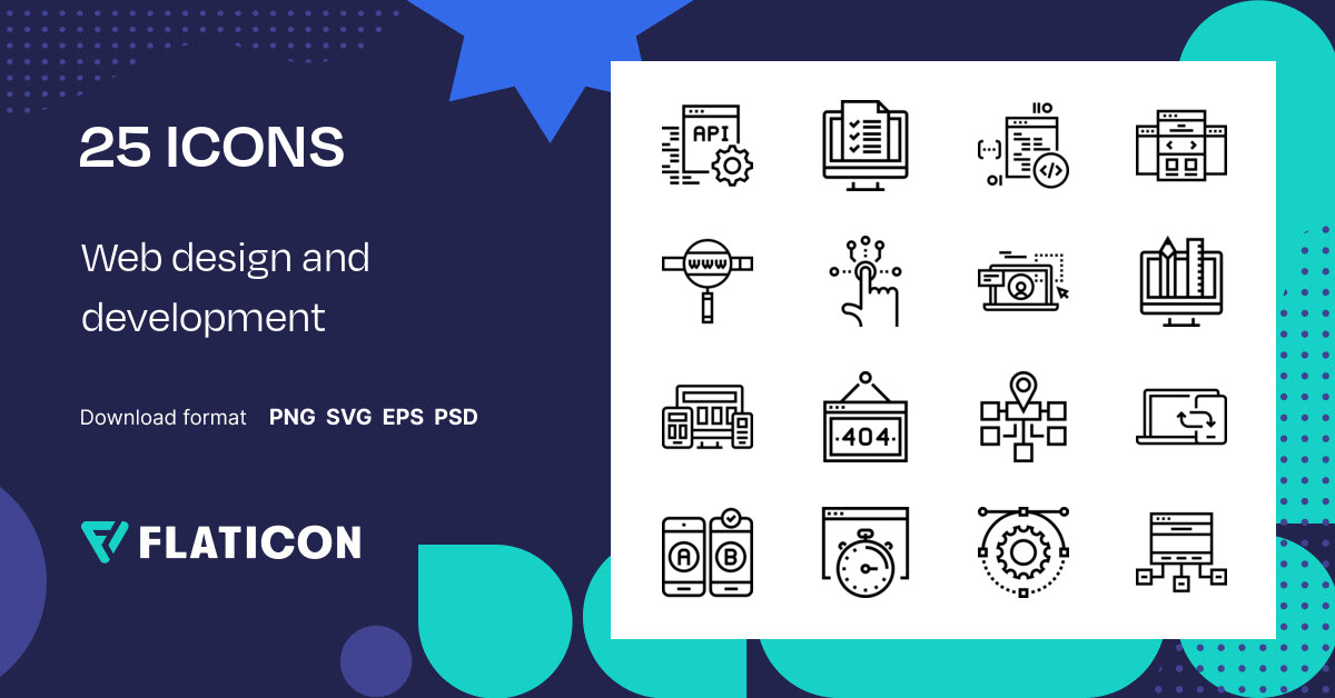 Web design and development Icon Pack | Lineal | 25 .SVG Icons