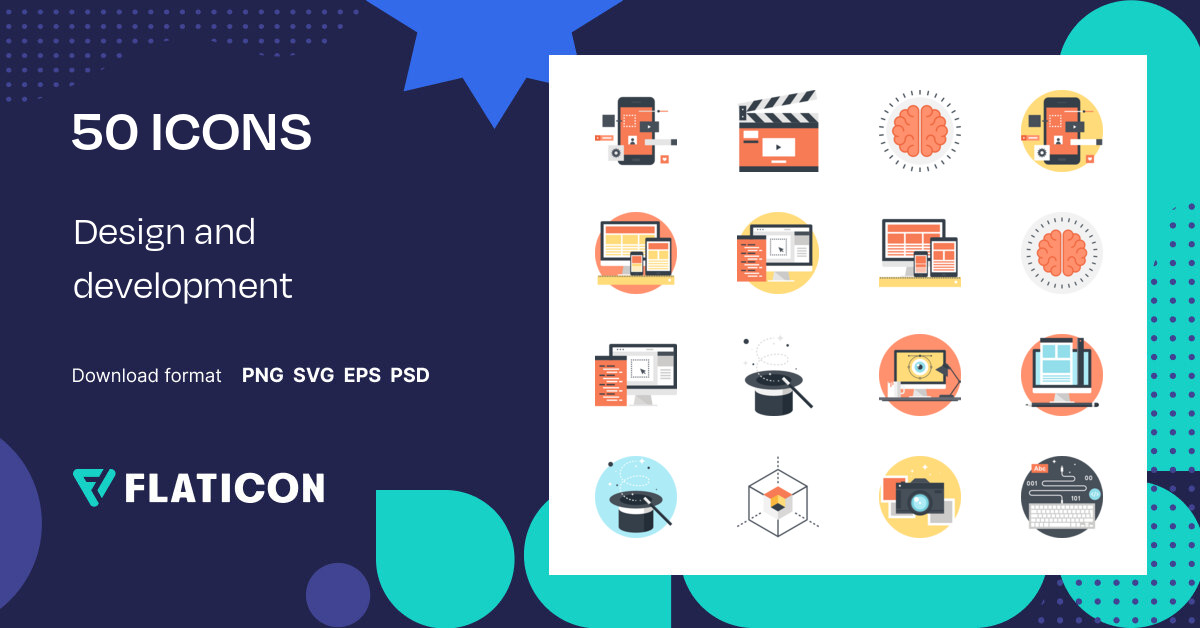 Design and development Icon Pack | Flat | 50 .SVG Icons