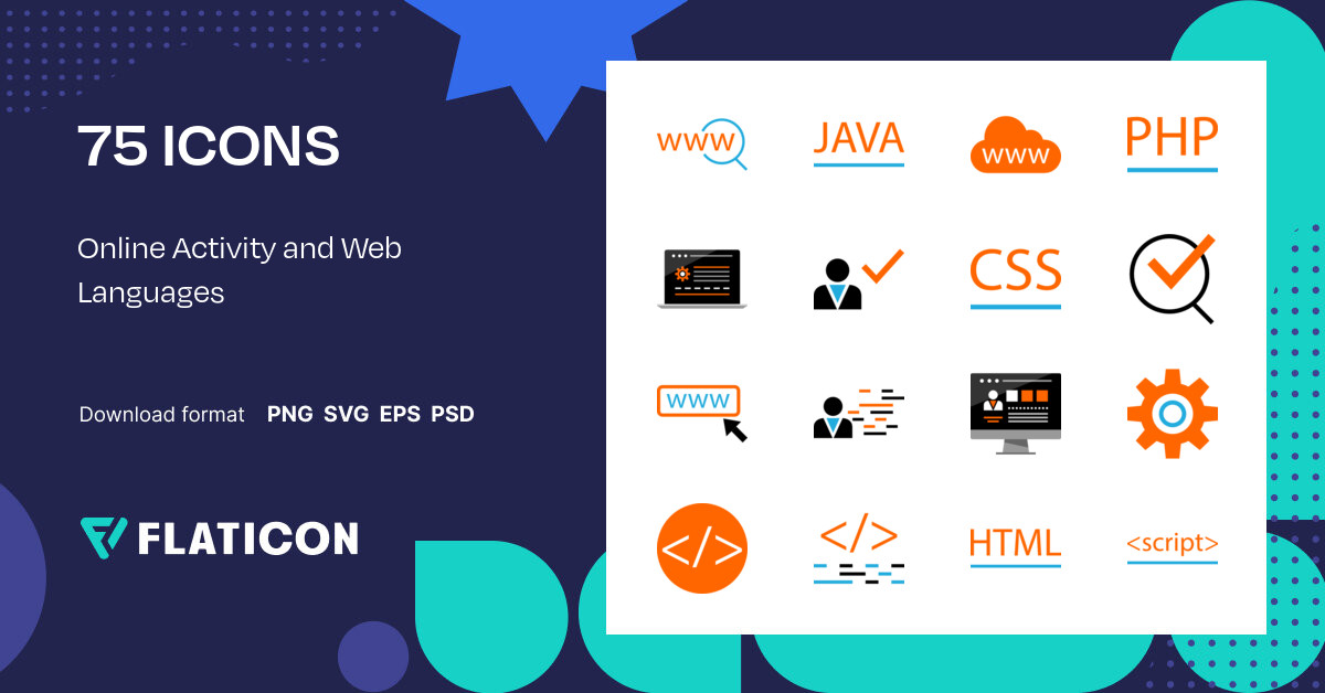 Online Activity and Web Languages Icon Pack | Flat | 75 .SVG Icons - Page 2