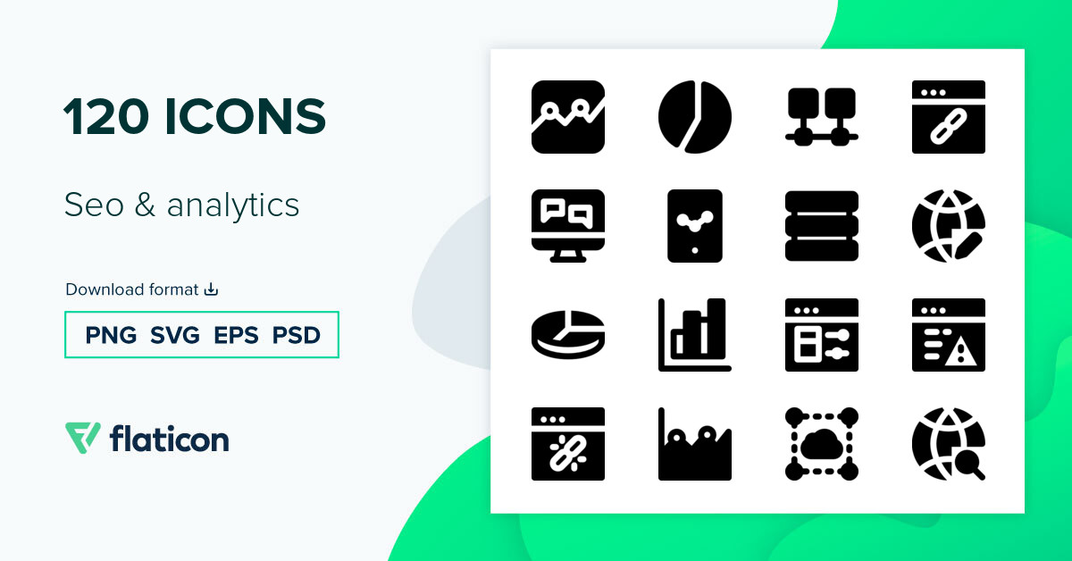 Seo & analytics Icon Pack | Solid | 120 .SVG Icons