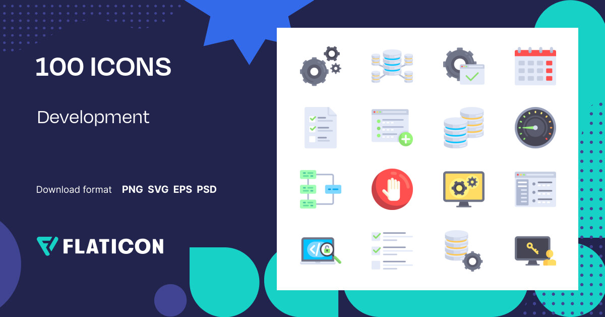 Development Icon Pack | Flat | 100 .SVG Icons