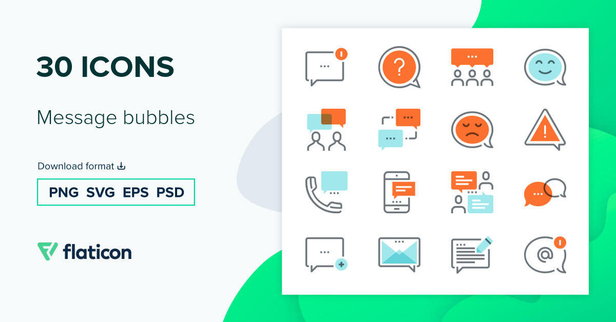 Message bubbles Icon Pack | Two Tone Linear colors | 30 .SVG Icons