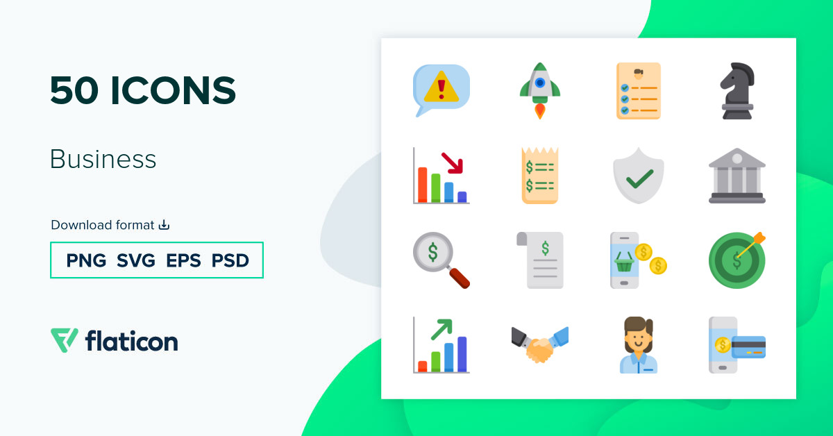 Business Icon Pack | Flat | 50 .SVG Icons