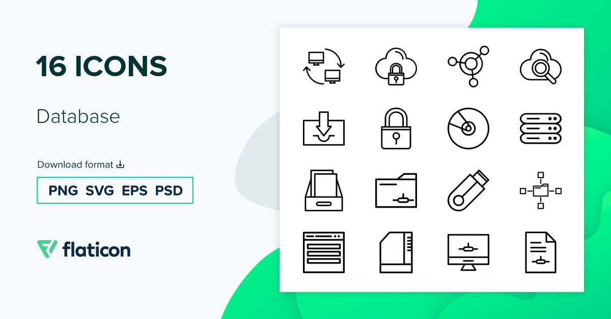 Database Icon Pack | Lineal | 16 .SVG Icons