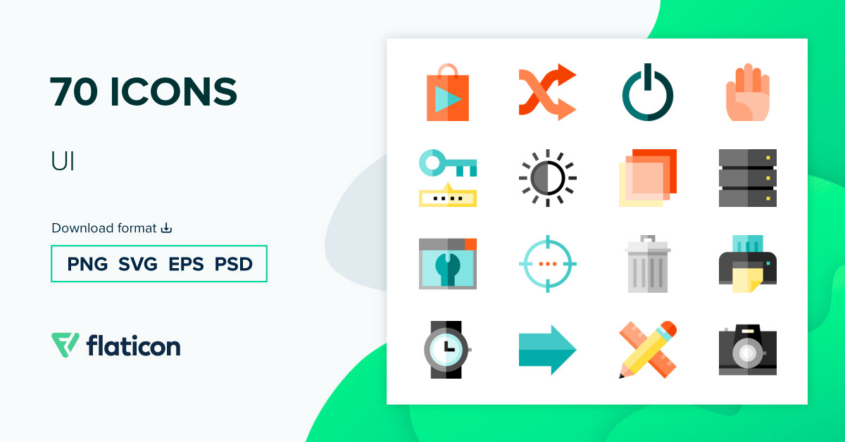 UI Icon Pack | Flat | 70 .SVG Icons