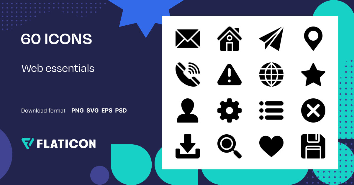 Web essentials Icon Pack | Filled | 60 .SVG Icons