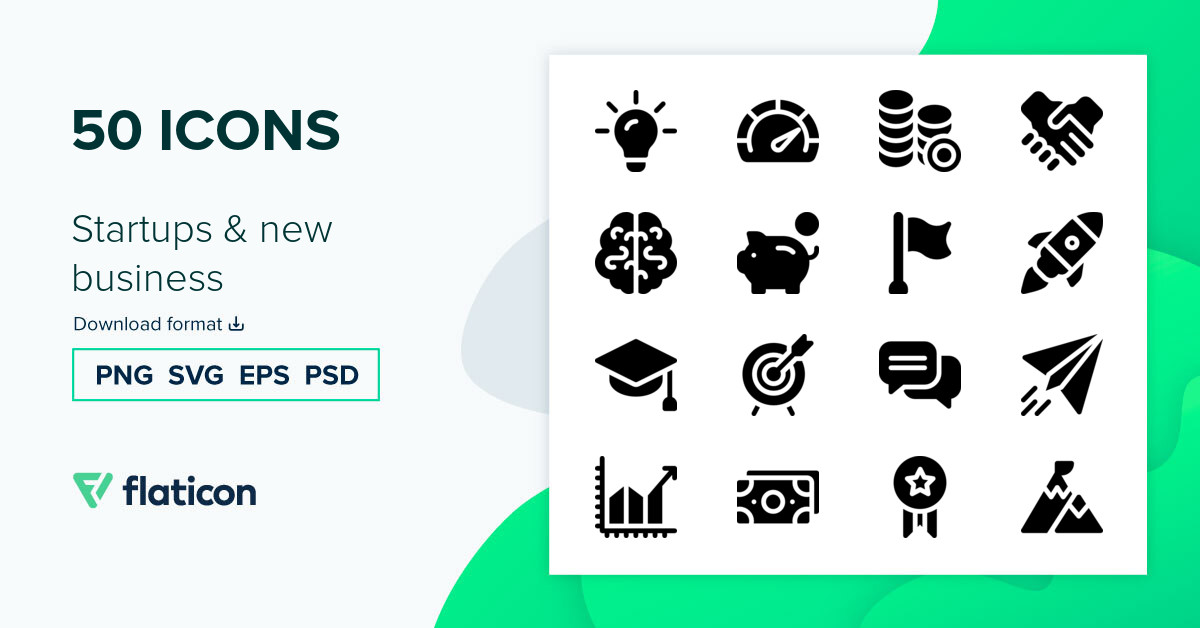 Startups & new business Icon Pack | Filled | 50 .SVG Icons