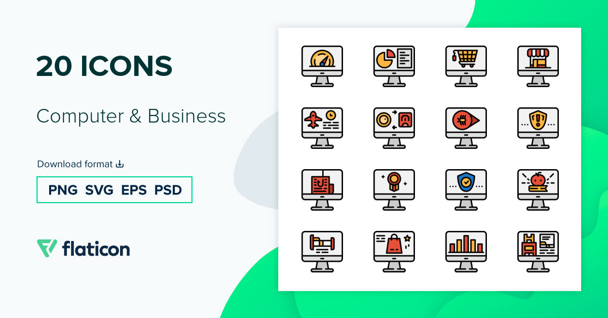 Computer & Business Icon Pack | Lineal Color | 20 .SVG Icons