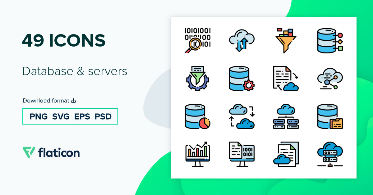 Database & servers Icon Pack | Lineal color | 49 .SVG Icons