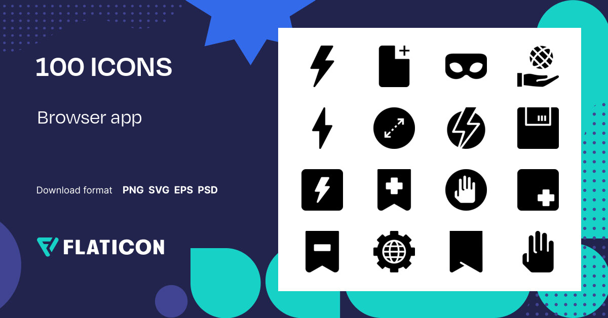 Browser app Icon Pack | Solid | 100 .SVG Icons
