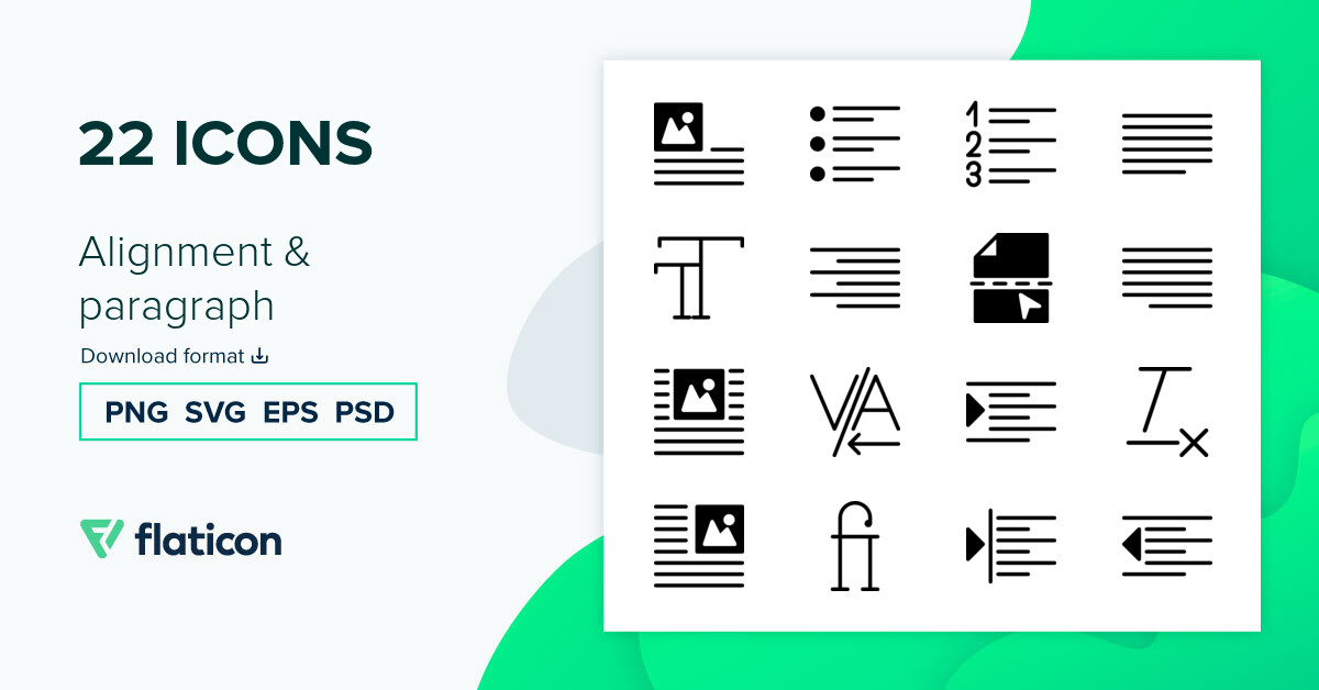 Alignment & paragraph Icon Pack | Filled | 22 .SVG Icons