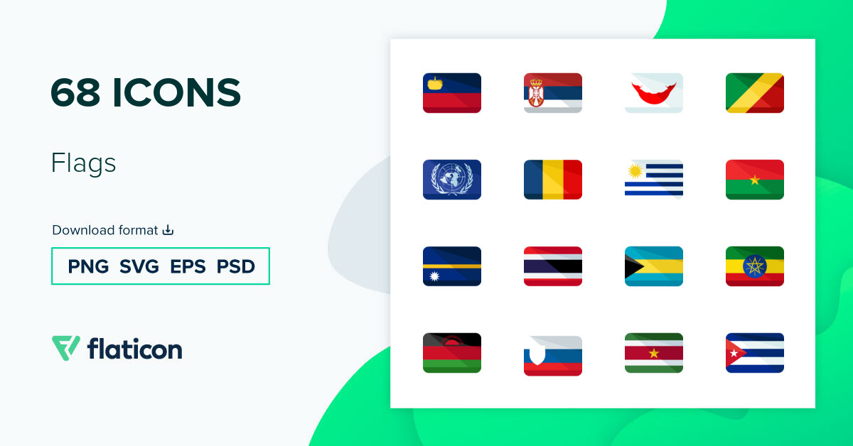 Flags Icon Pack | Flat | 68 .SVG Icons
