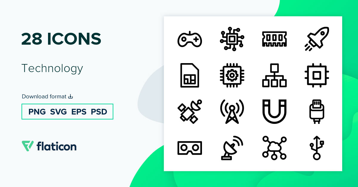 Technology Icon Pack | Lineal | 28 .SVG Icons