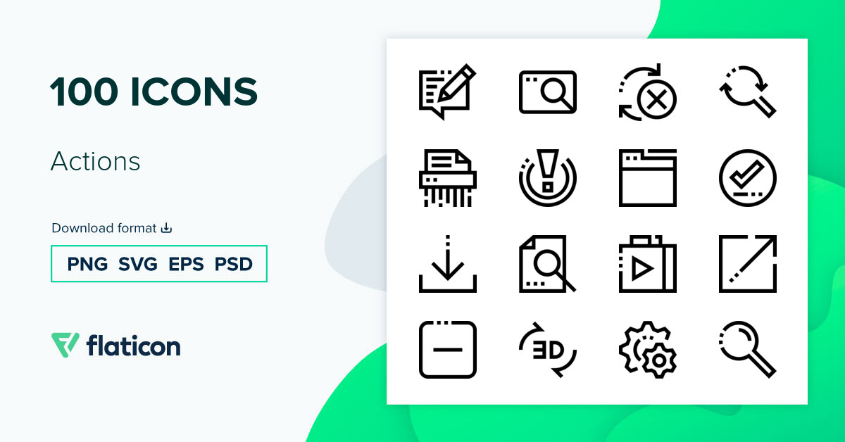 Actions Icon Pack | Lineal | 100 .SVG Icons