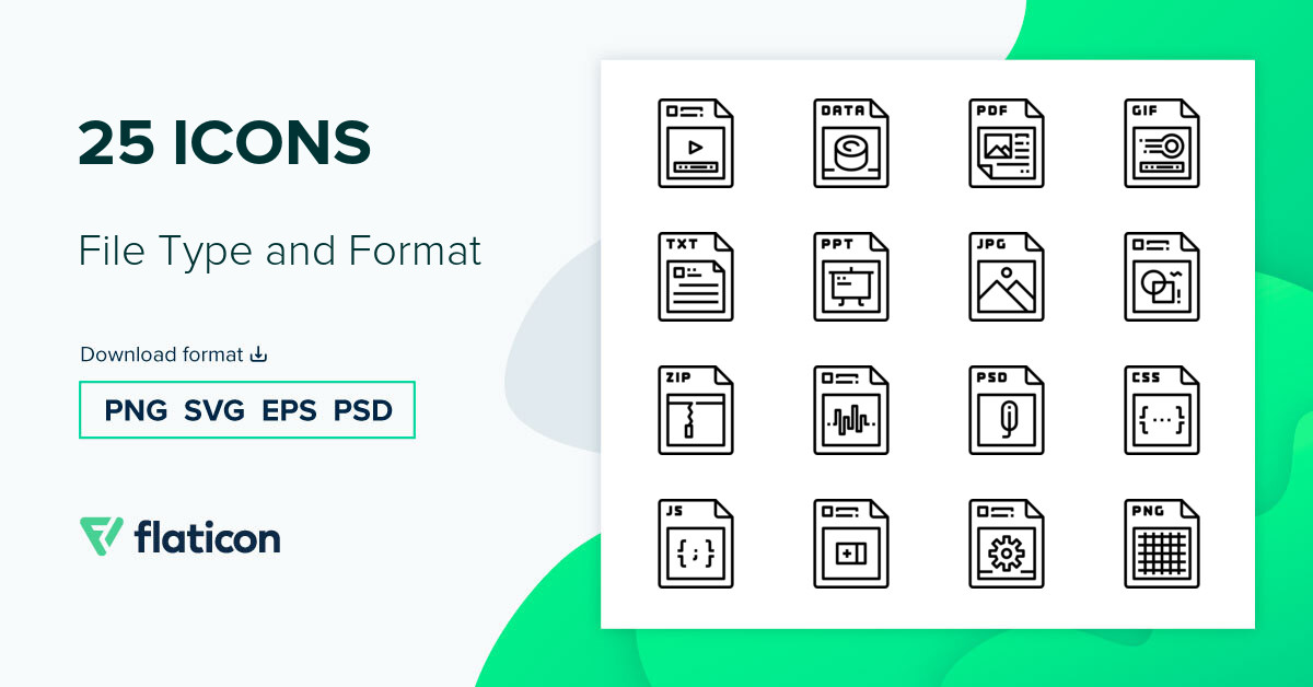 File Type and Format Icon Pack | Lineal | 25 .SVG Icons
