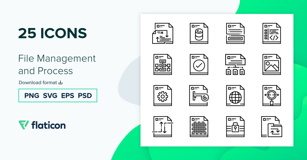 File Management and Process Icon Pack | Lineal | 25 .SVG Icons