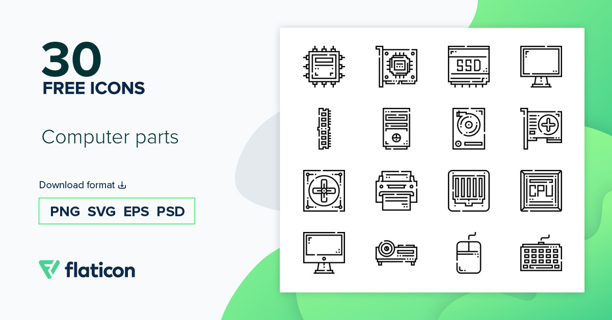 Computer parts Icon Pack | Lineal | 30 .SVG Icons