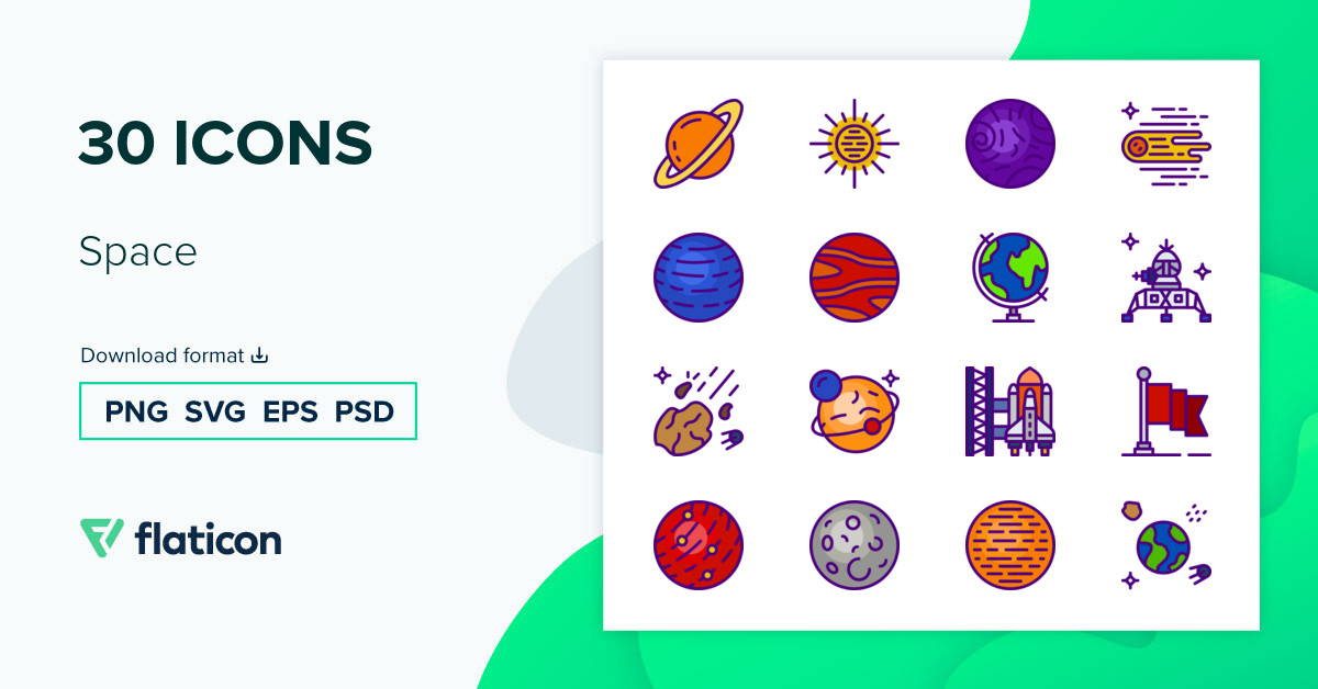 Space Icon Pack | Lineal Color | 30 .SVG Icons
