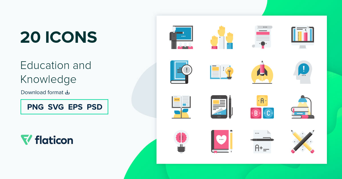 Education and Knowledge Icon Pack | Flat | 20 .SVG Icons