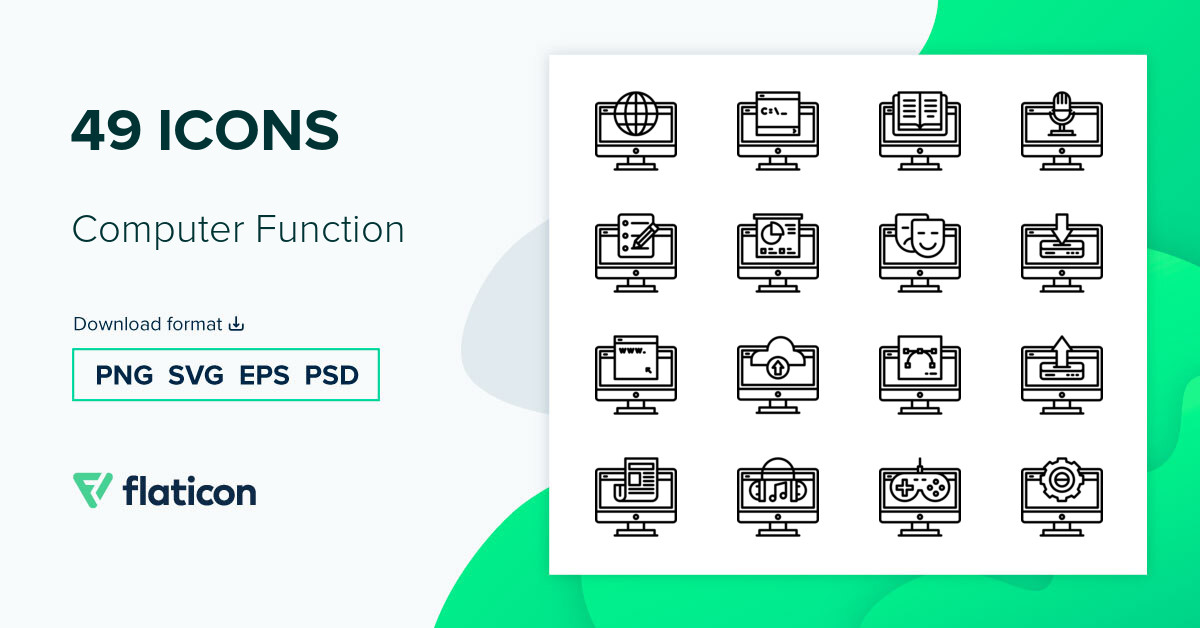 Computer Function Icon Pack | Lineal | 49 .SVG Icons