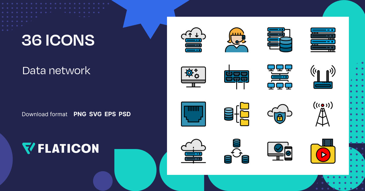 Data network Icon Pack | Lineal Color | 36 .SVG Icons