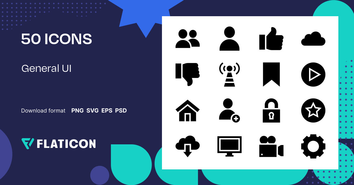 General UI Icon Pack | Filled | 50 .SVG Icons