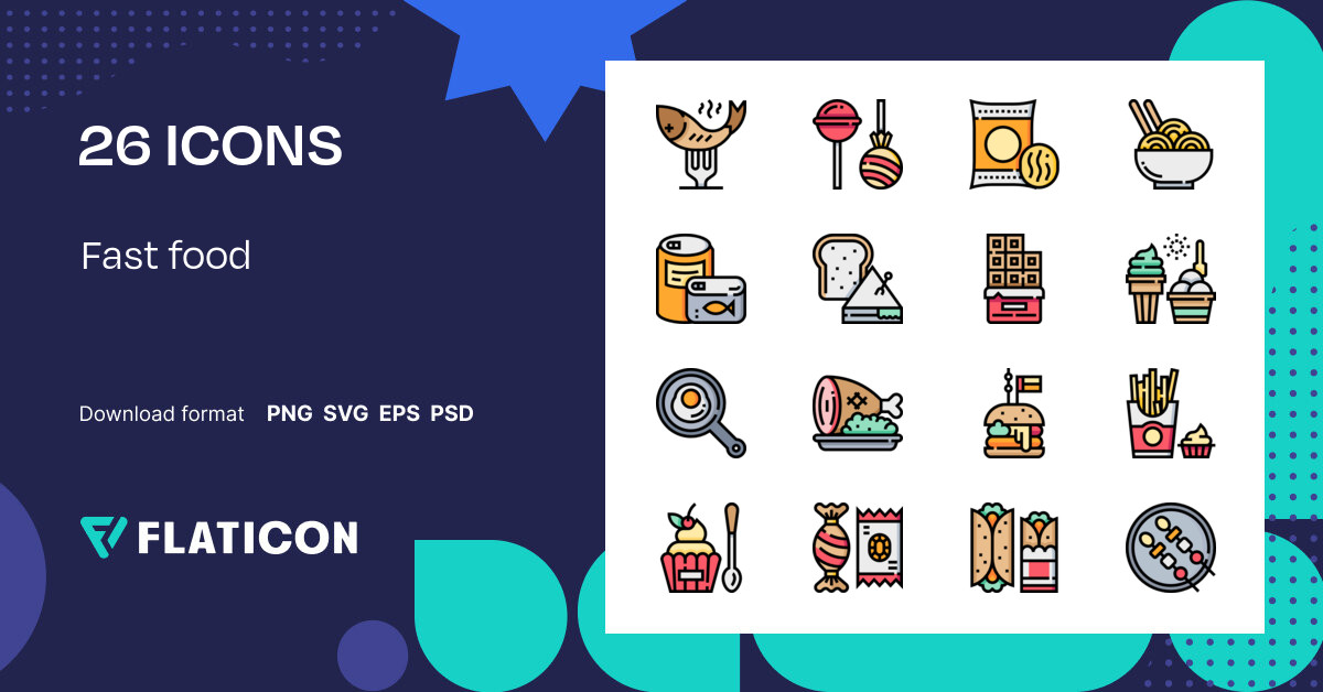 Fast food Icon Pack | Lineal Color | 26 .SVG Icons