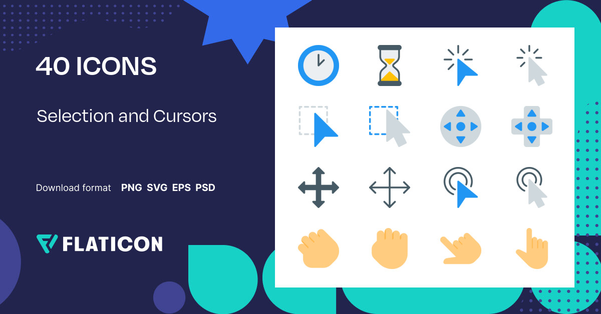 Selection and Cursors Icon Pack | Flat | 40 .SVG Icons