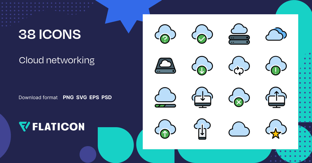 Cloud networking Icon Pack | Lineal Color | 38 .SVG Icons