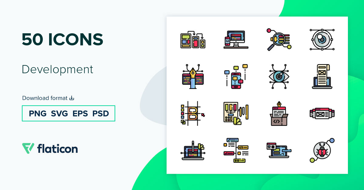 Development Icon Pack | Lineal color | 50 .SVG Icons