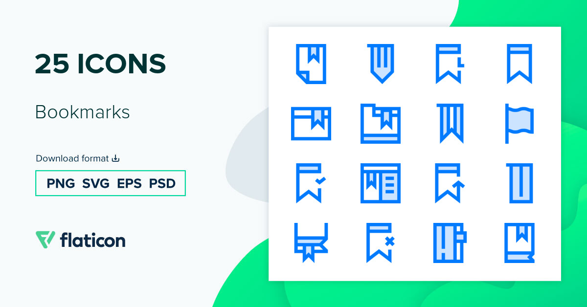Bookmarks Icon Pack | Blue | 25 .SVG Icons