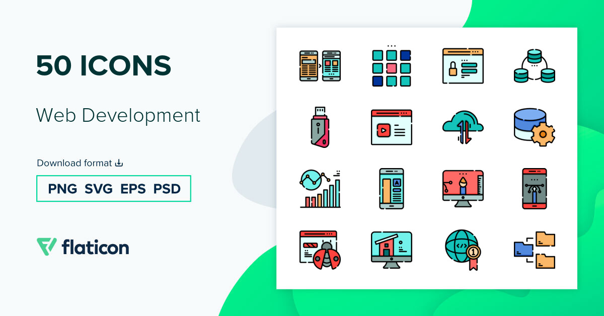 Web Development Icon Pack | Lineal color | 50 .SVG Icons