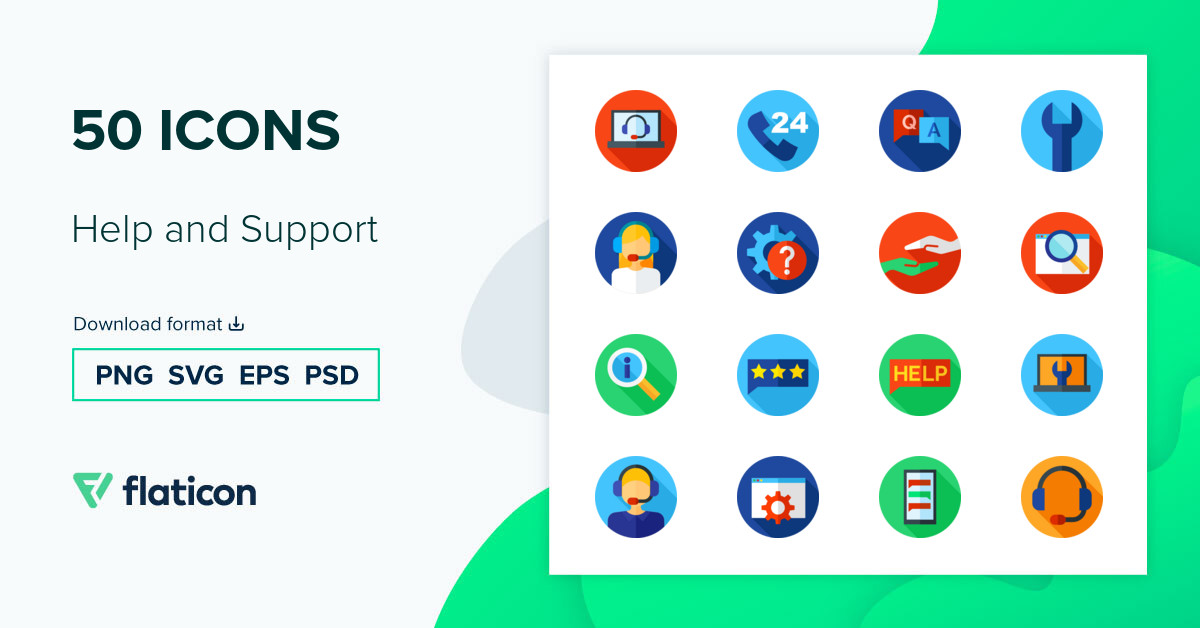 Help and Support Icon Pack | Flat | 50 .SVG Icons