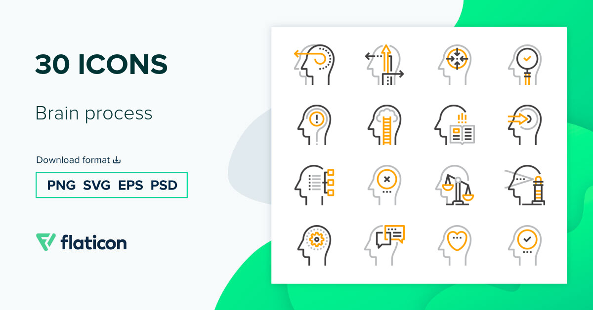 Brain process Icon Pack | Lineal Color | 30 .SVG Icons