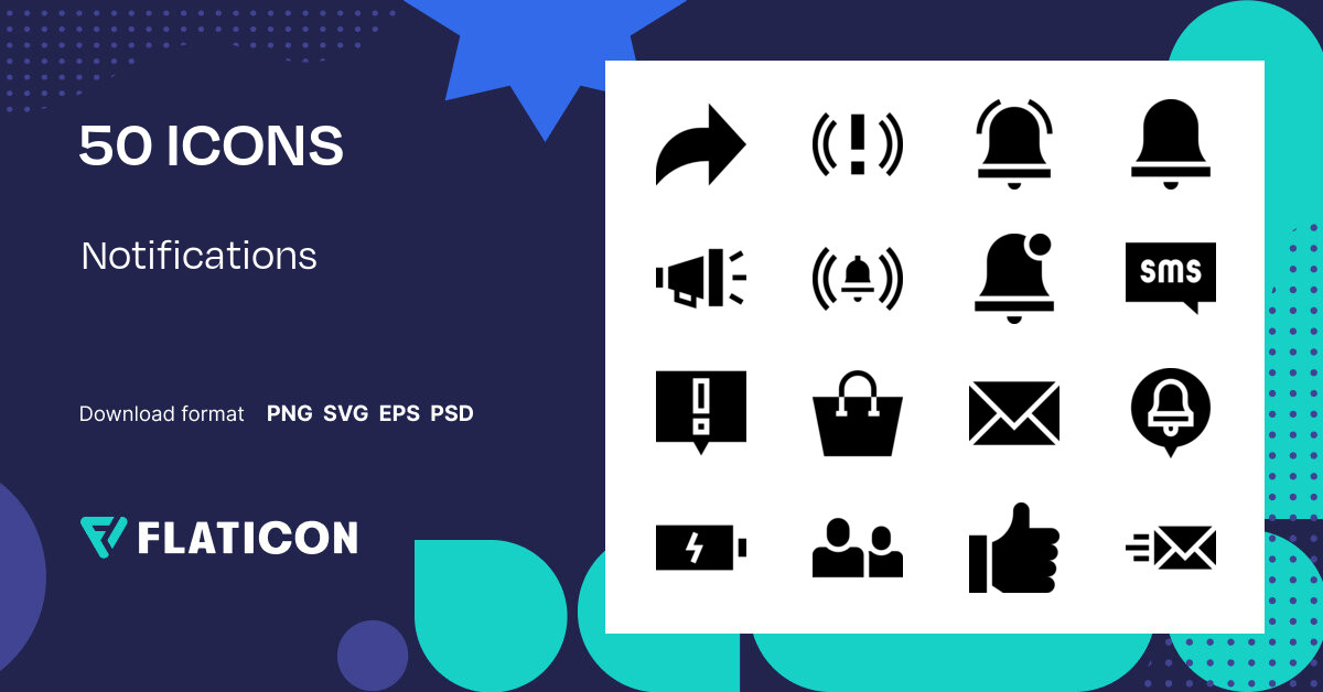 Notifications Icon Pack | Filled | 50 .SVG Icons
