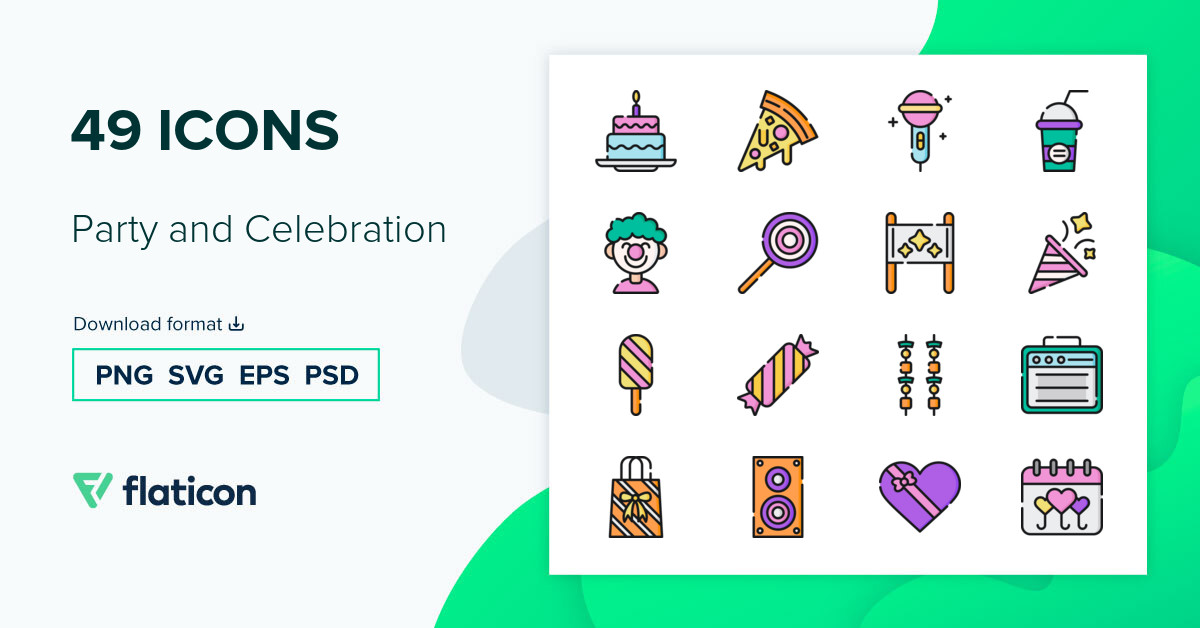 Party and Celebration Icon Pack | Lineal color | 49 .SVG Icons