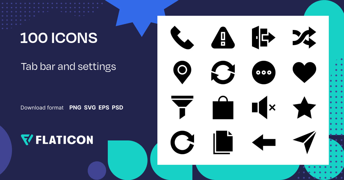 Tab bar and settings Icon Pack | Filled | 100 .SVG Icons