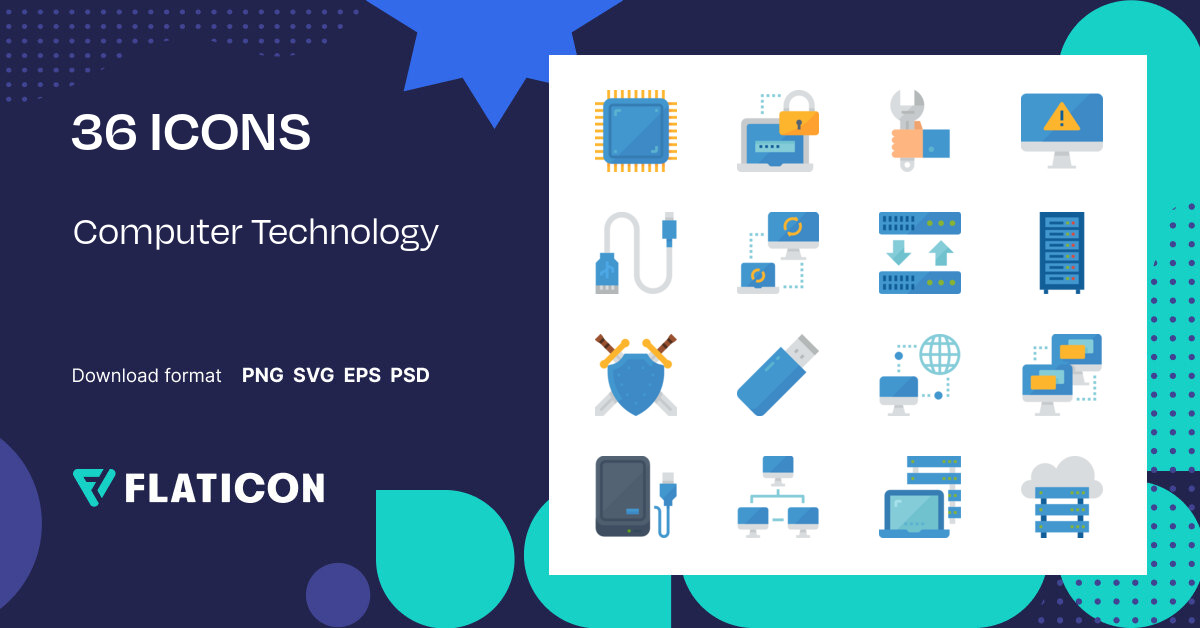 Computer Technology Icon Pack | Flat | 36 .SVG Icons