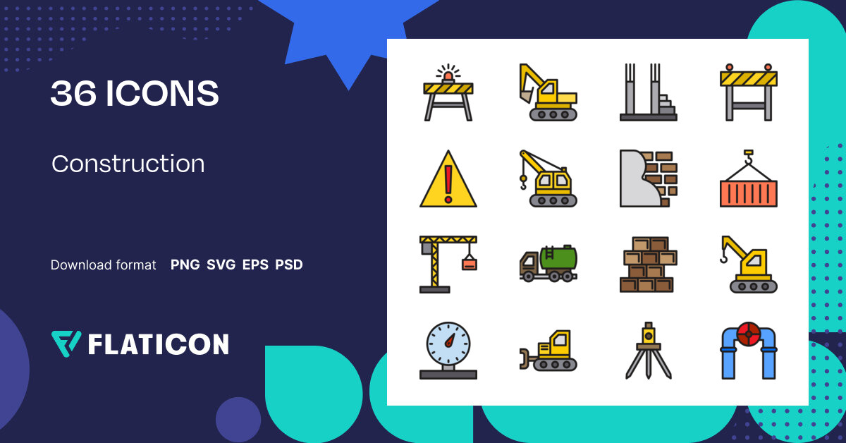 Construction Icon Pack | Lineal Color | 36 .SVG Icons