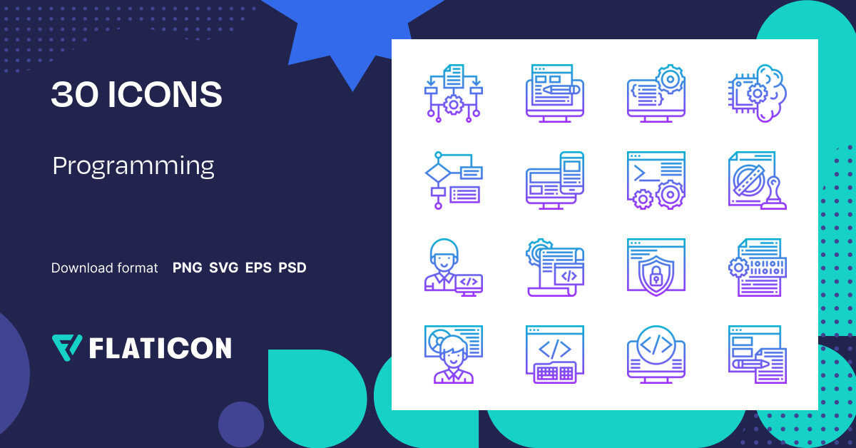 Programming Icon Pack | Gradient | 30 .SVG Icons