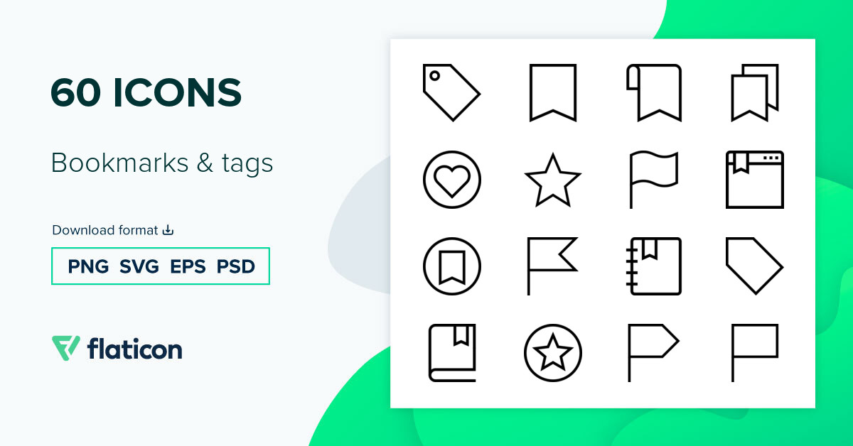 Bookmarks & tags Icon Pack | Outline | 60 .SVG Icons